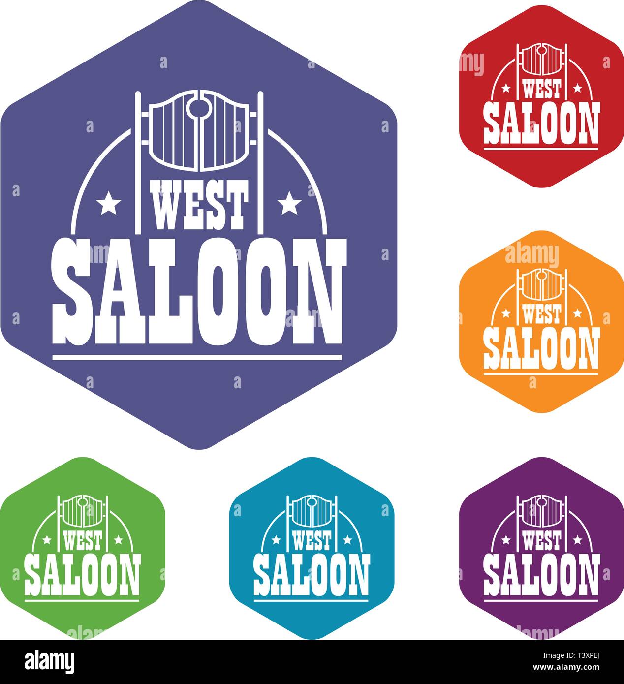 West saloon icons vector hexahedron Stock Vector Image & Art - Alamy