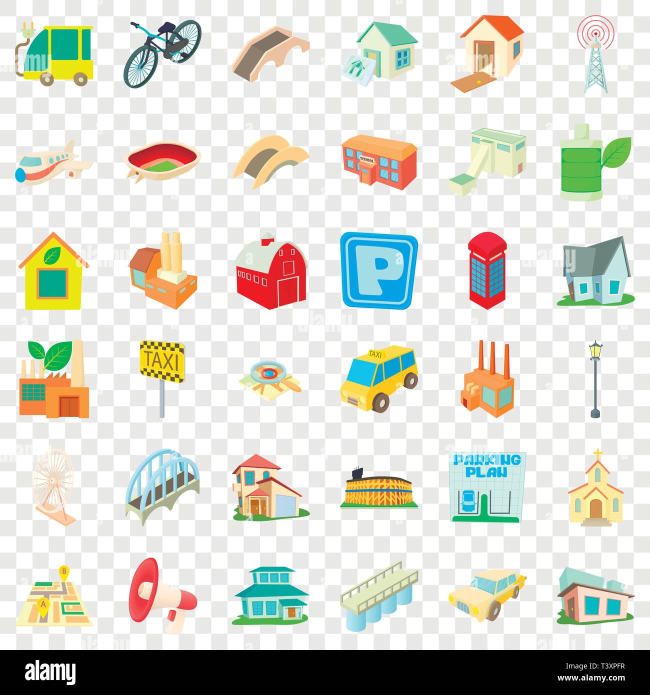 City icons set, cartoon style Stock Vector Image & Art - Alamy