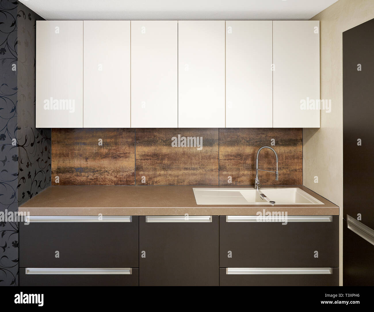 Counter and cabinets in modern kitchen Stock Photo - Alamy
