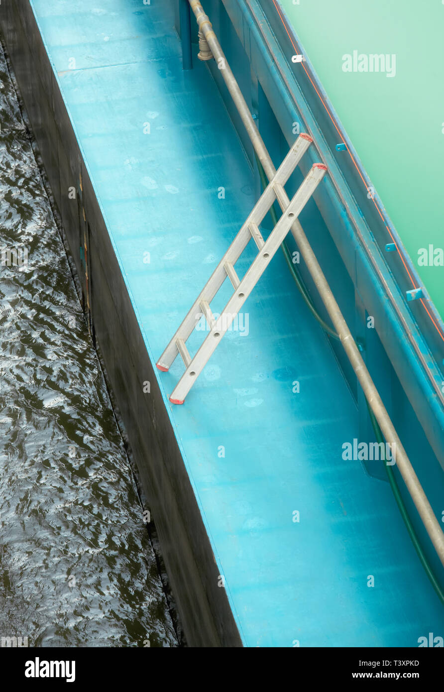 High angle view of ladder on freighter ship deck Stock Photo - Alamy