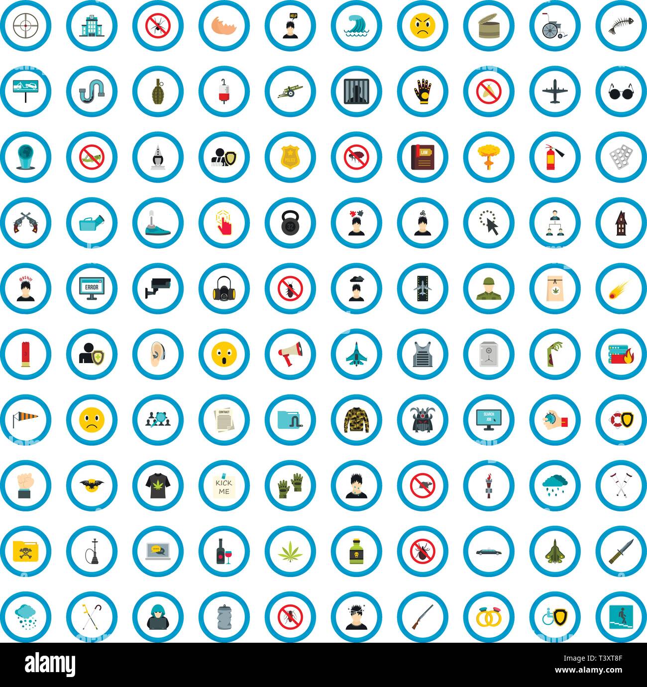 100 severity icons set, flat style Stock Vector Image & Art - Alamy