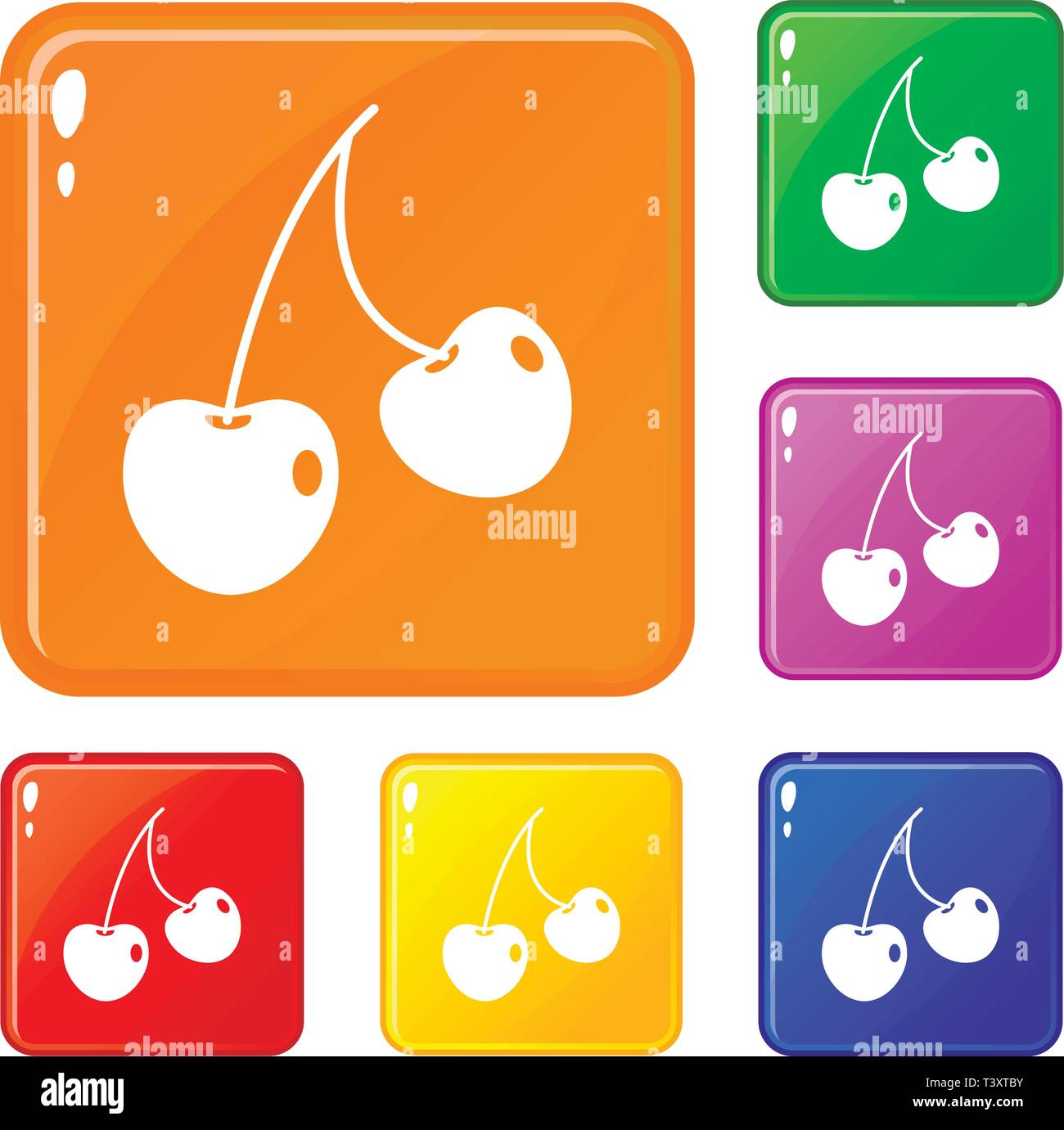 Two cherry berries icons set vector color Stock Vector Image & Art - Alamy