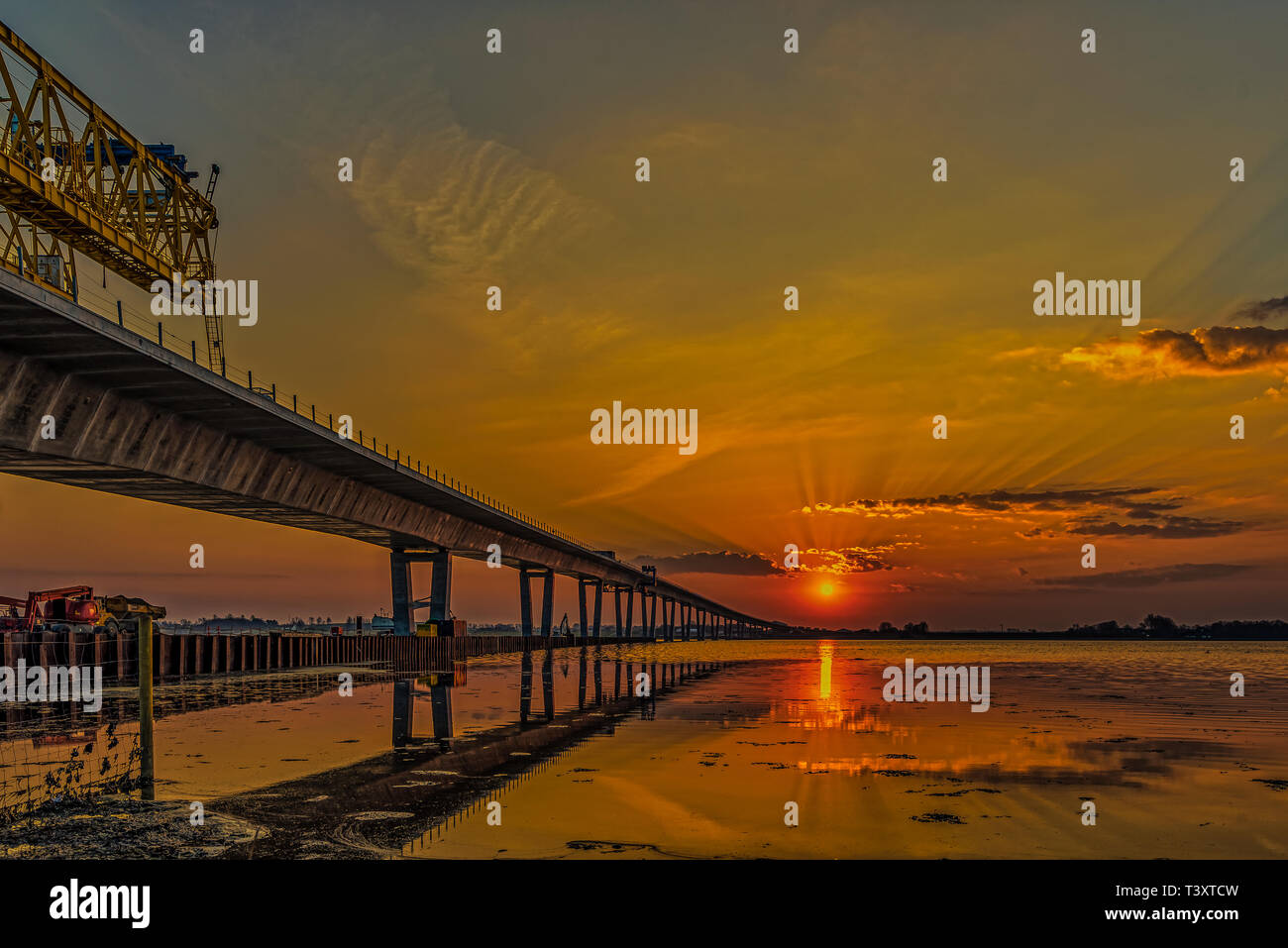 Crown Princess Mary bridge in the sunrise, the bridge and the ...