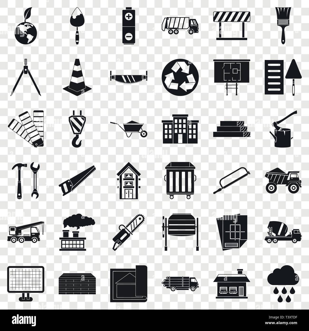 Construction site icons set, simple style Stock Vector Image & Art - Alamy