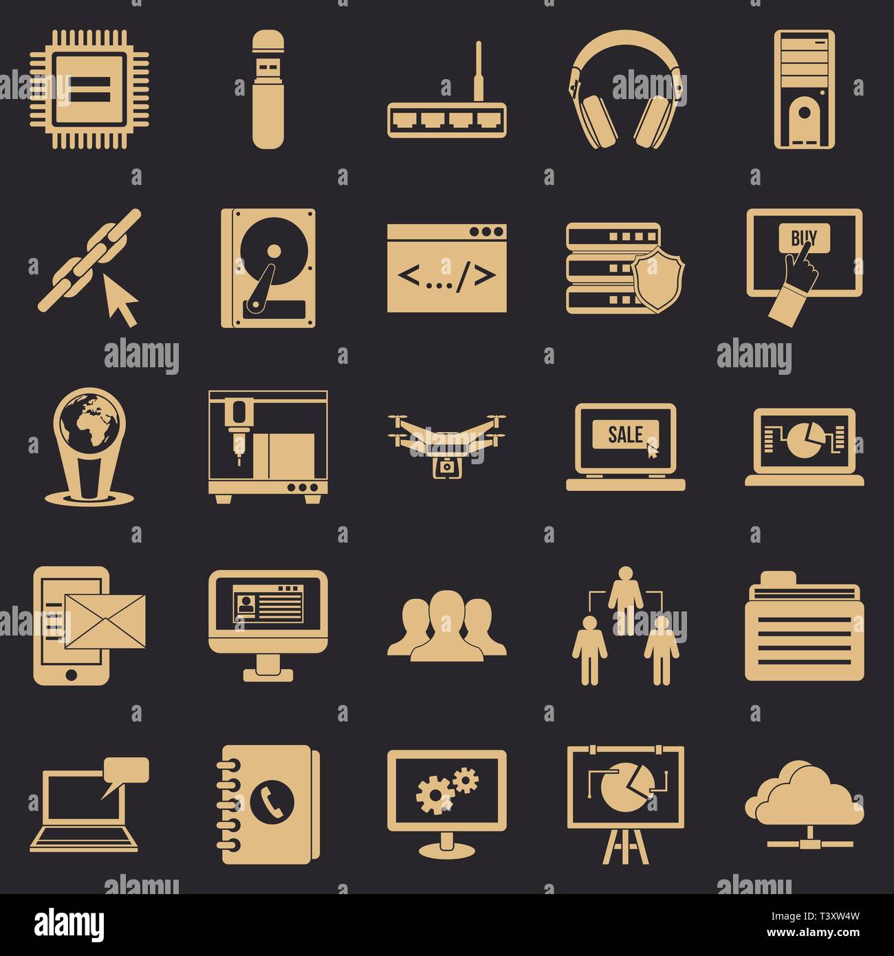 Wireless technologies icons set, simple style Stock Vector Image & Art ...