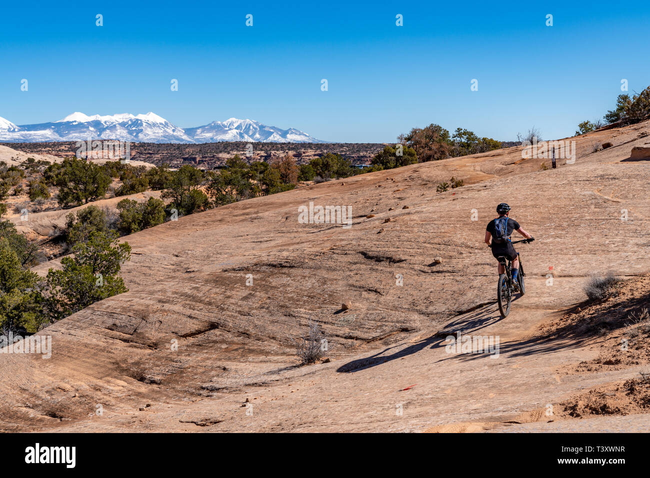 Mountain Bikers Leaving The Trailhead Stock Photo - Alamy