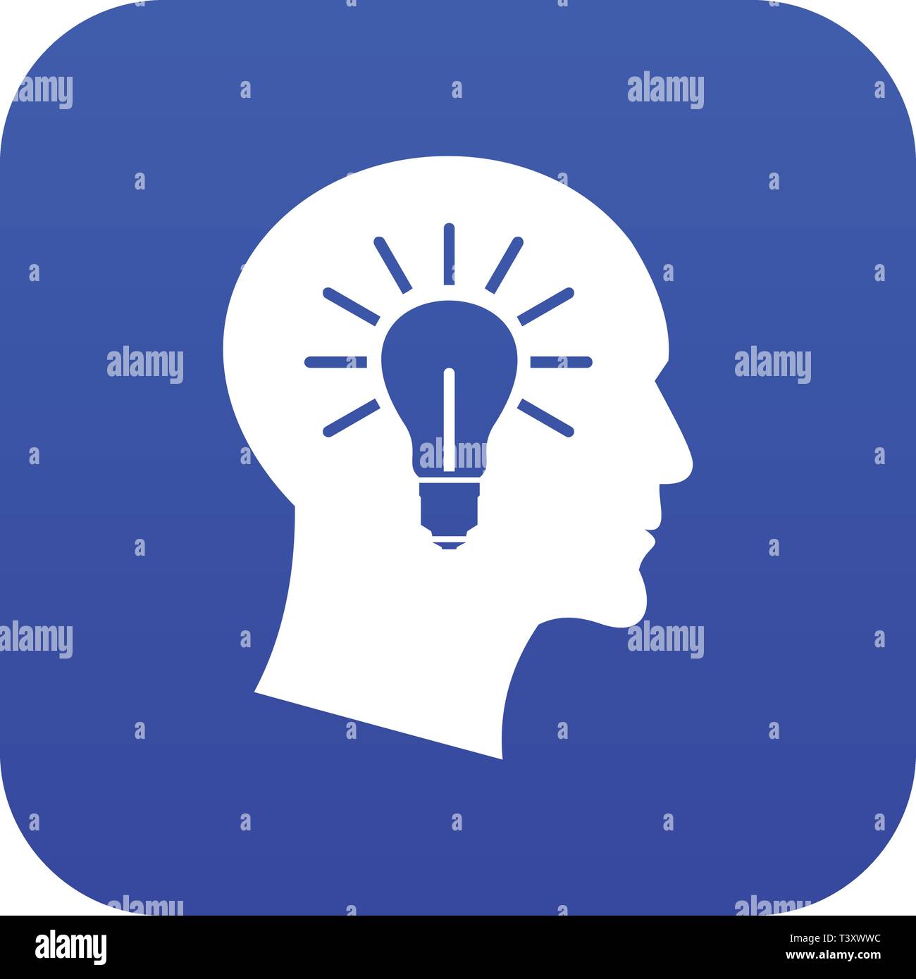 Light bulb inside head icon digital blue Stock Vector Image & Art - Alamy