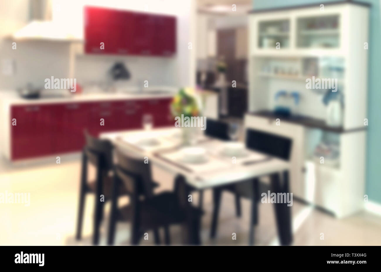 Blur image of modern Kitchen Room interior. Kitchen Room Stock Photo ...