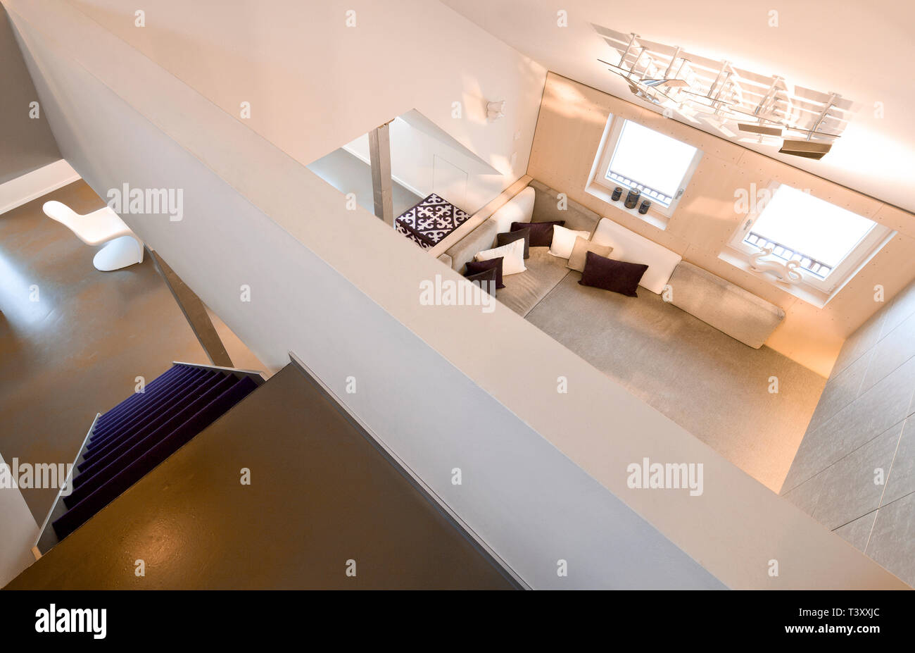 Overhead view of loft in modern home Stock Photo - Alamy