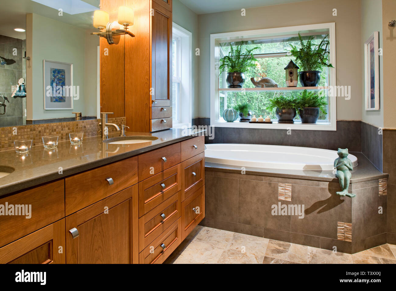Counter top and bathtub in modern bathroom Stock Photo - Alamy