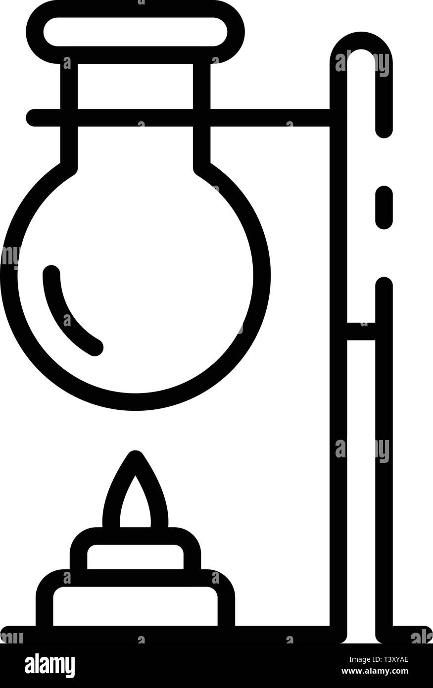 Lab flask on flame icon, outline style Stock Vector Image & Art - Alamy