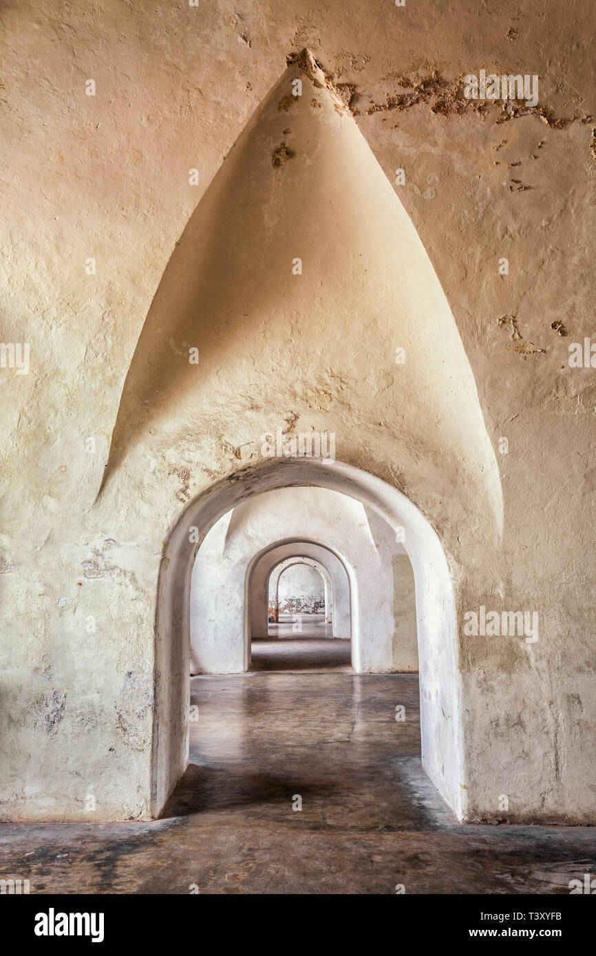 Stone archways in castle, Castillo San Cristobal, San Juan, Puerto Rico ...