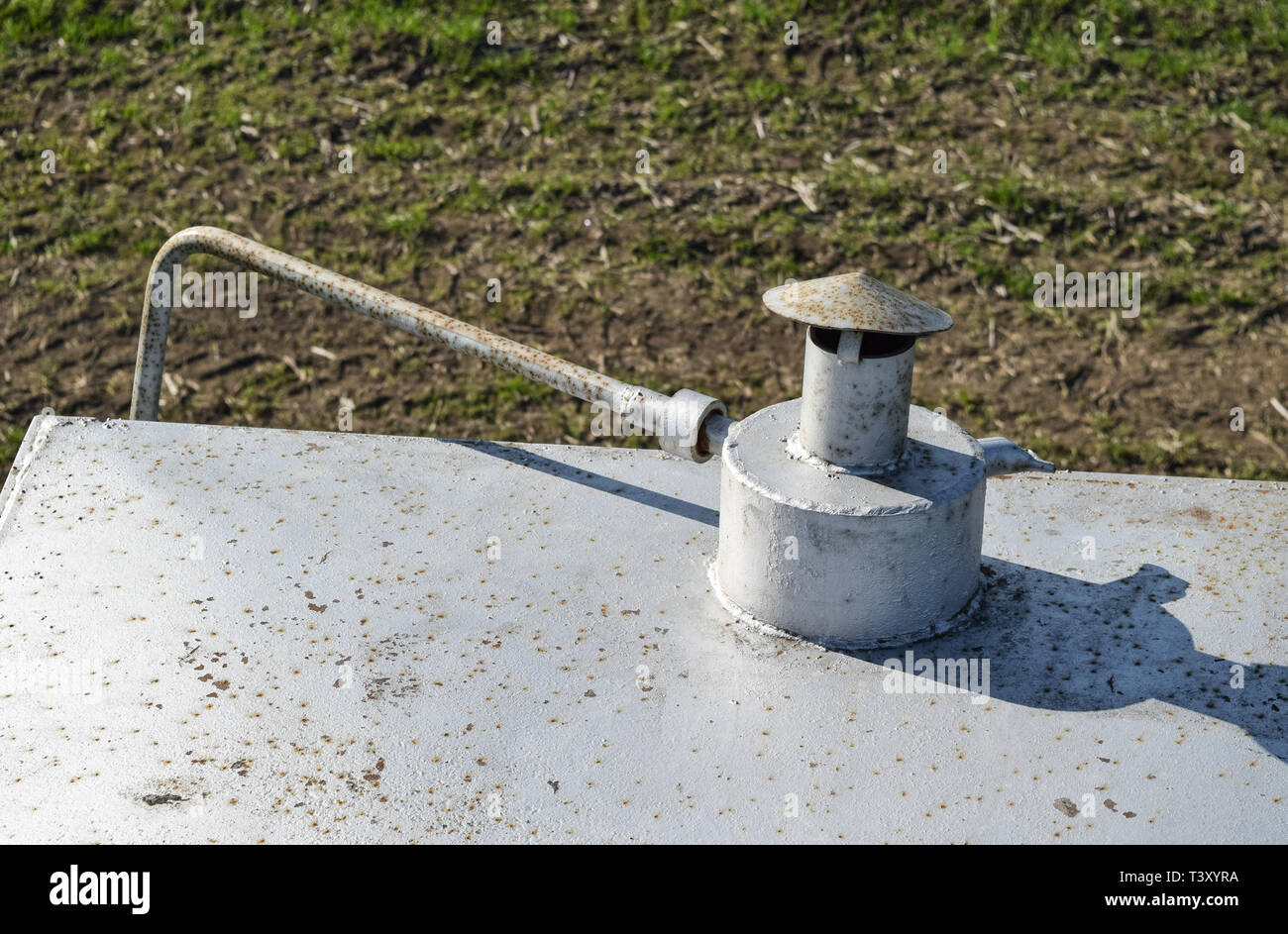 Safety valve on the tank with a tube to drain the liquid Stock Photo ...