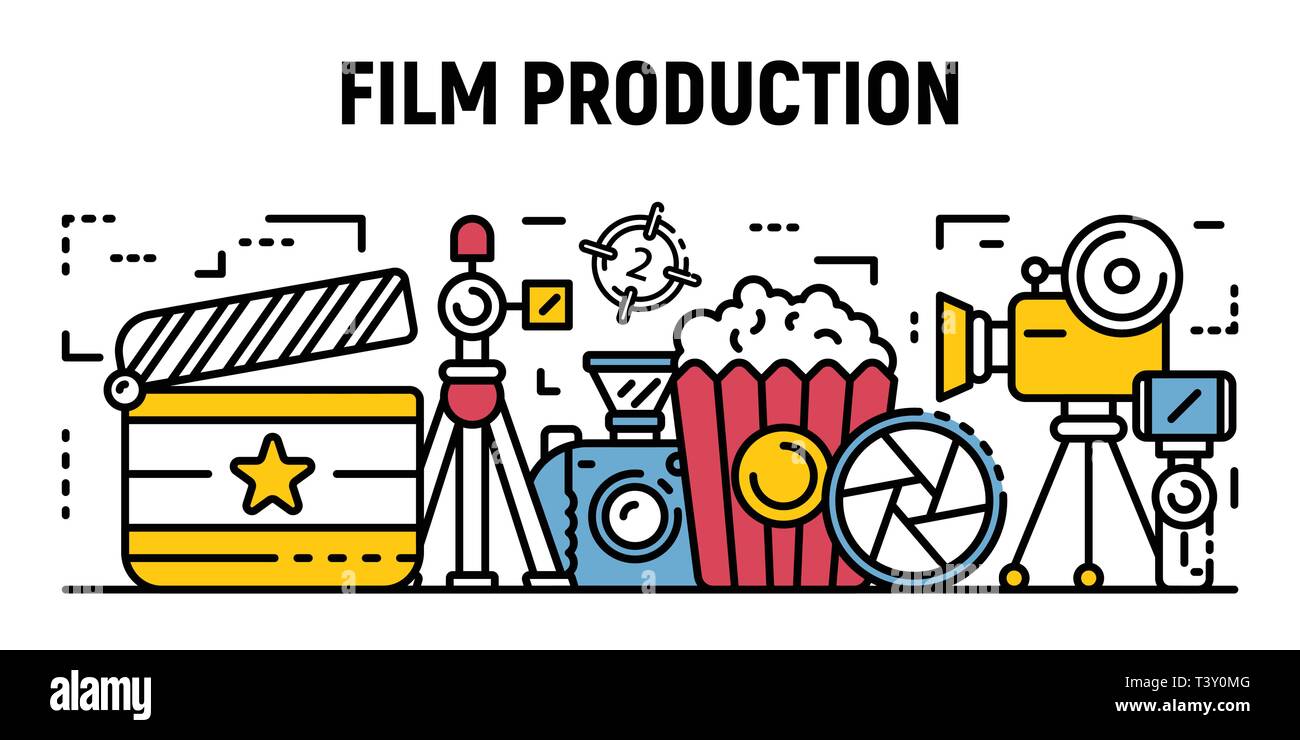 Studio film production banner, outline style Stock Vector Image & Art ...