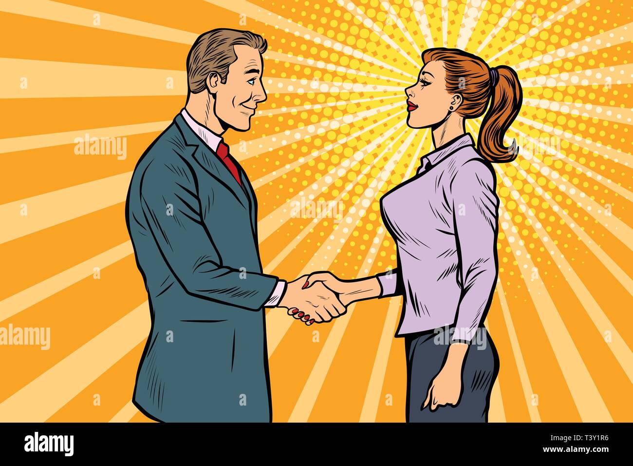 Woman handshake vintage Stock Vector Images - Alamy
