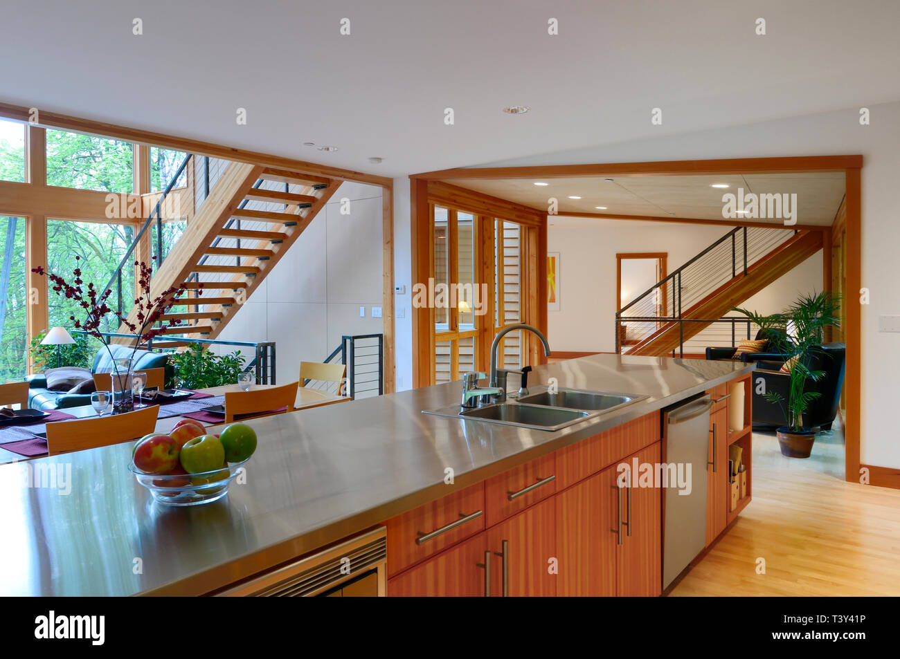 Counter tops and sink in kitchen Stock Photo - Alamy