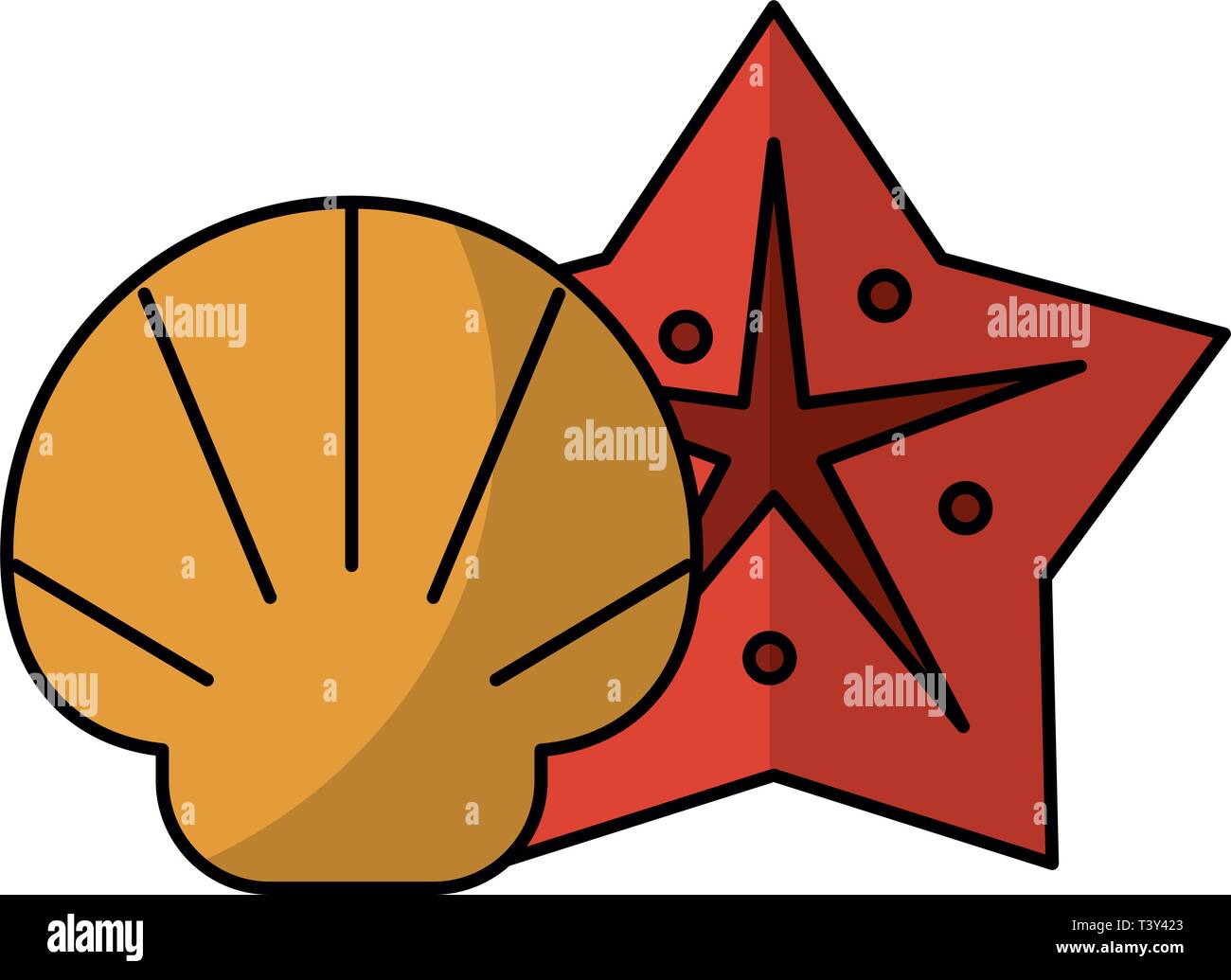Shell and sea star cartoons isolated Stock Vector Image & Art - Alamy