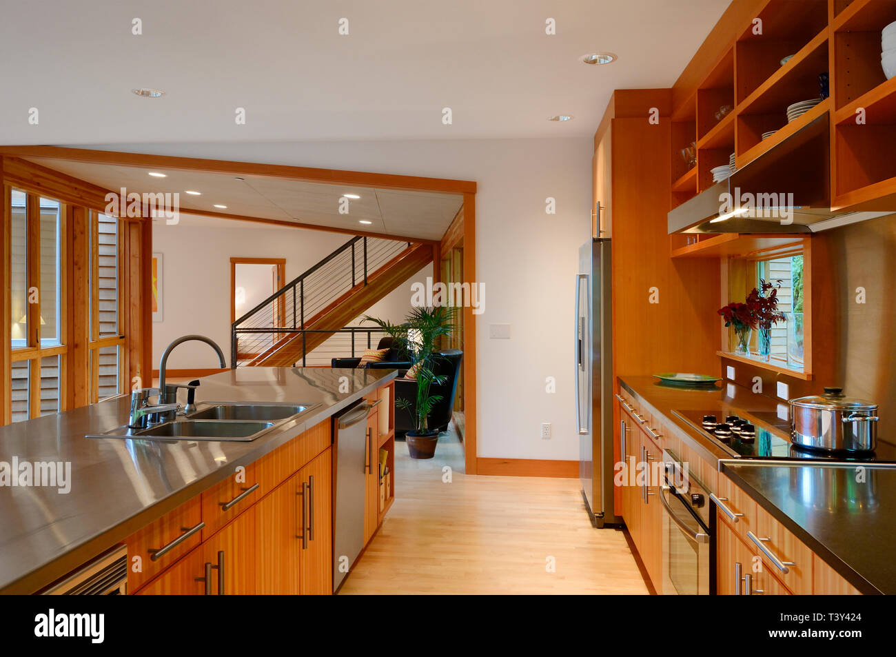 Counter tops, stove and sink in kitchen Stock Photo - Alamy