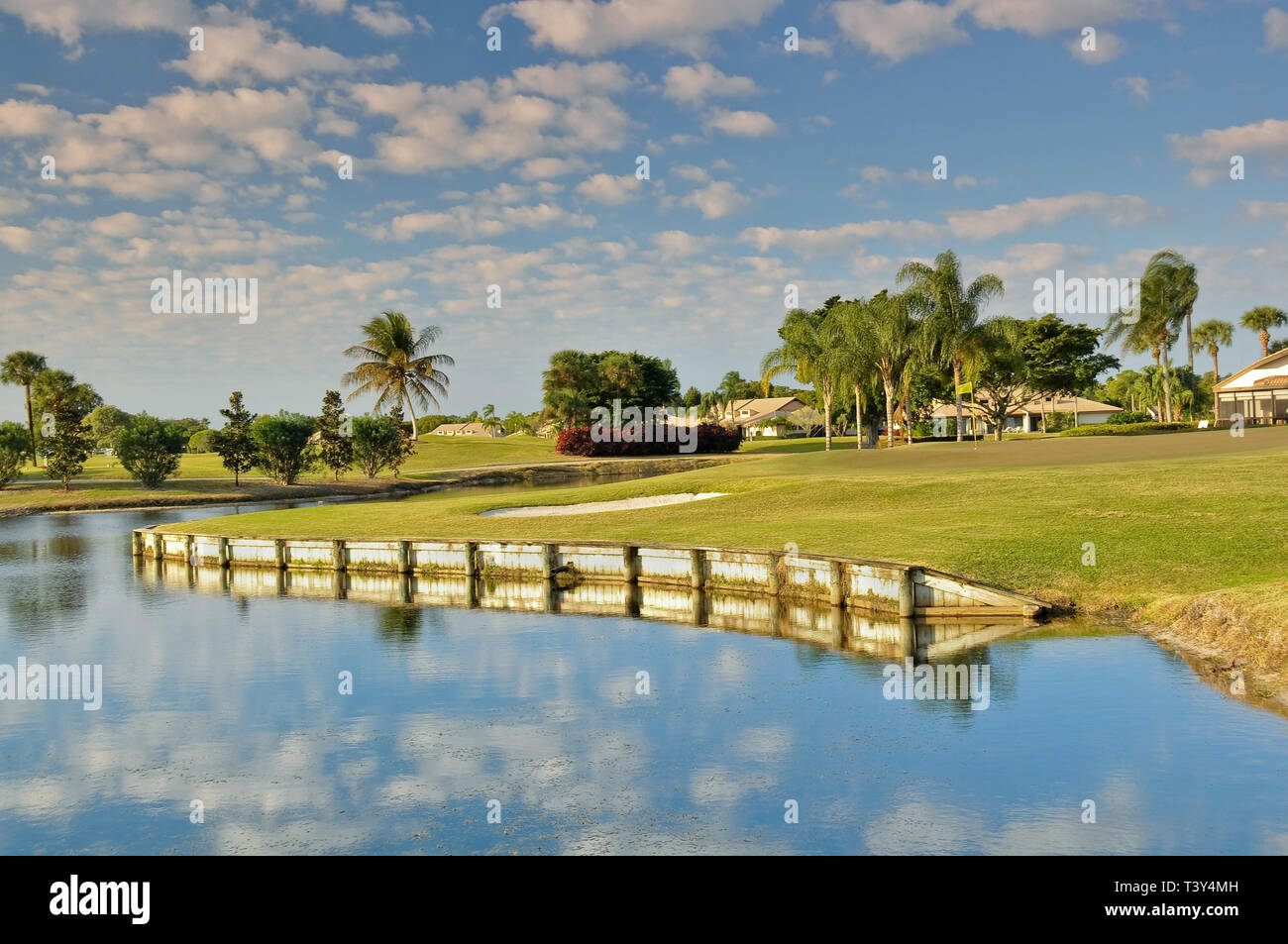 Clouds reflected in calm pond Stock Photo - Alamy