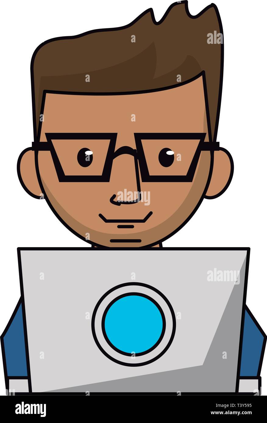 Man using laptop cartoon Stock Vector Image & Art - Alamy