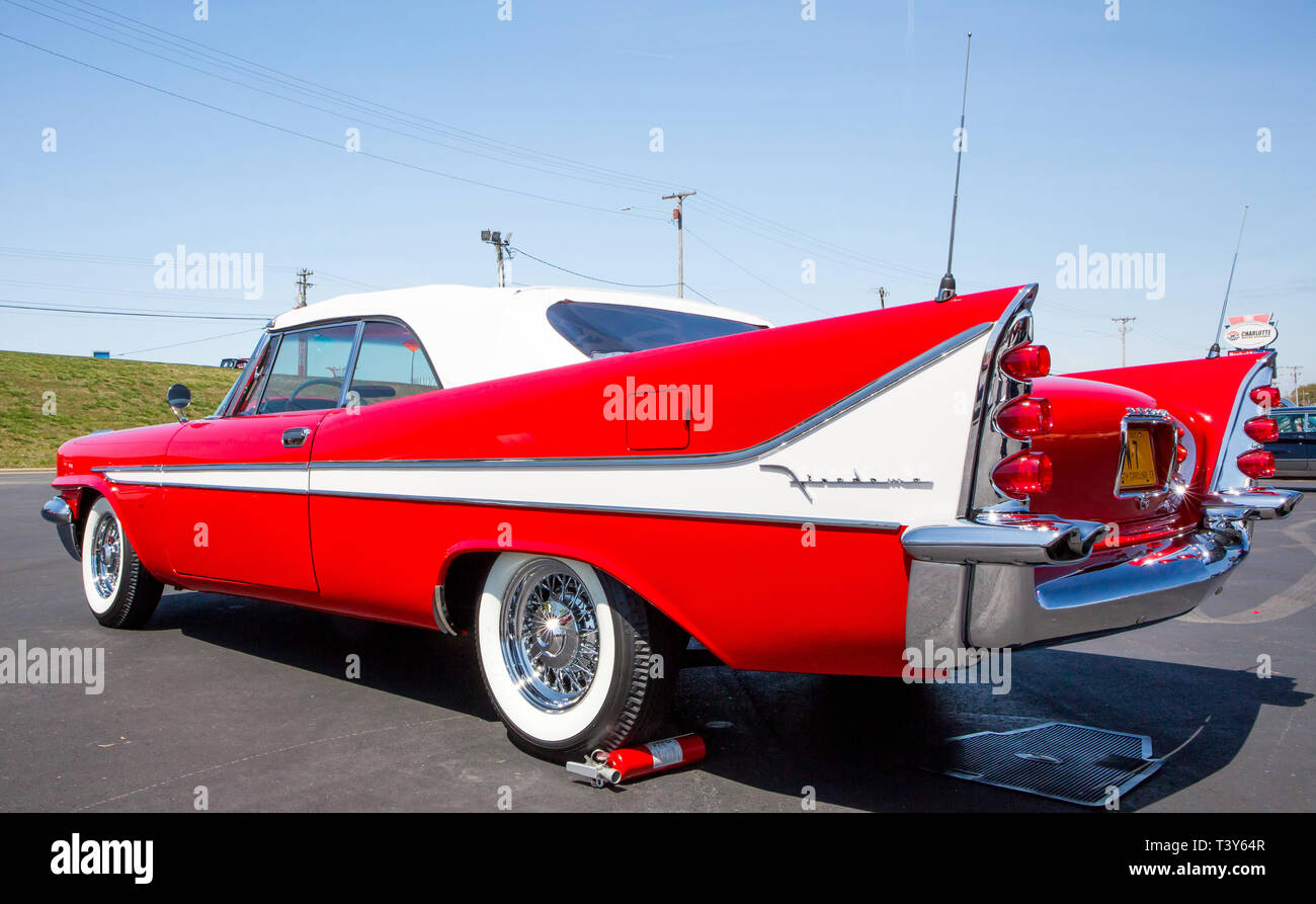 CONCORD, NC (USA) - April 6, 2019: A 1958 DeSoto automobile on display ...