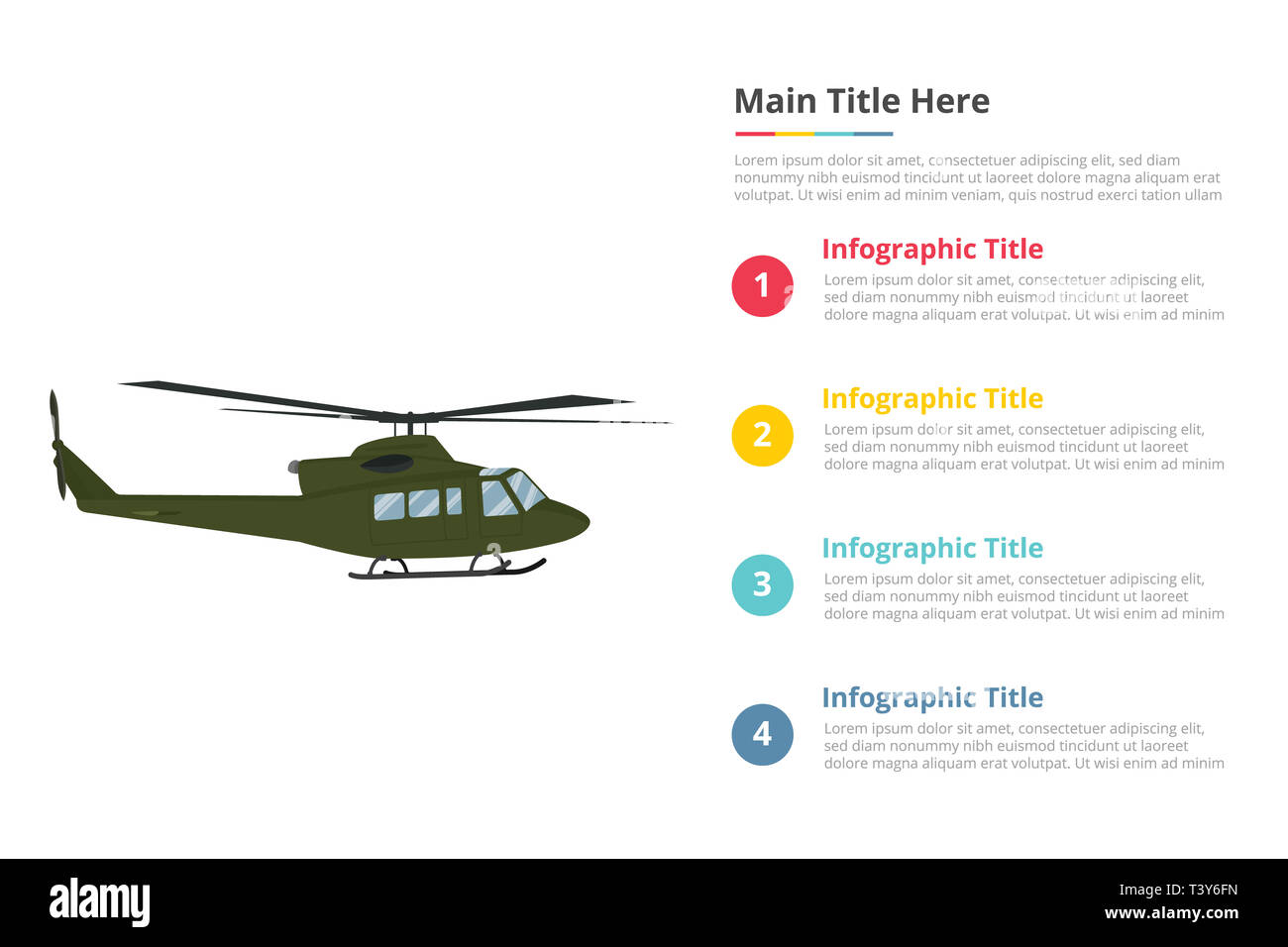 helicopter military armyu infographics template with 4 points of free ...
