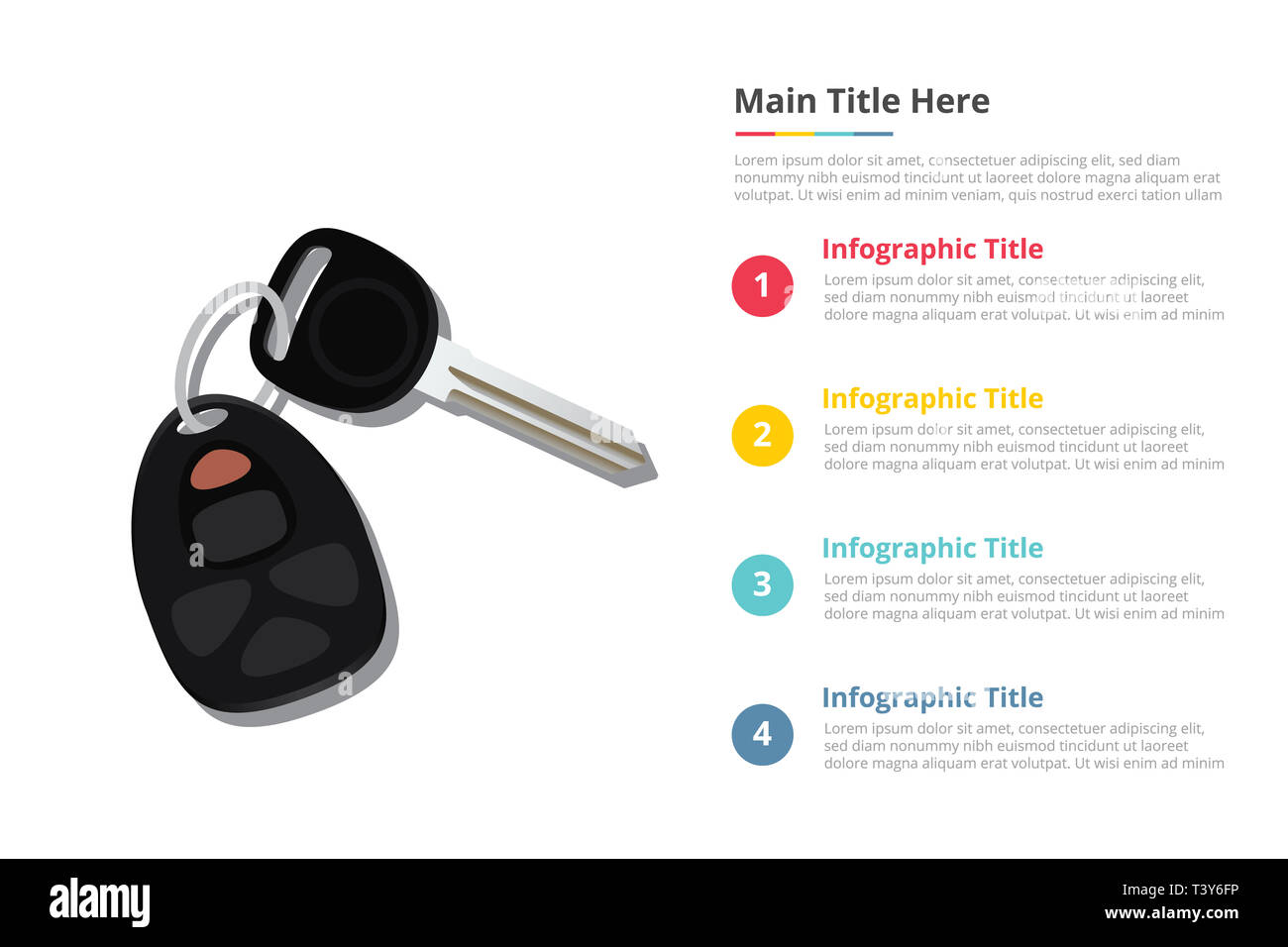 car keys infographics template with 4 points of free space text ...