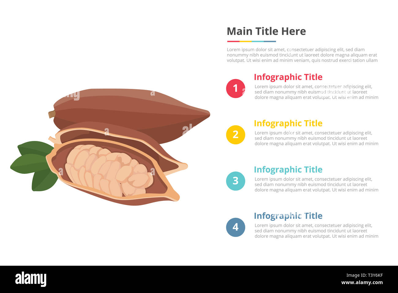 cocoa fresh fruit infographics template with 4 points of free space ...