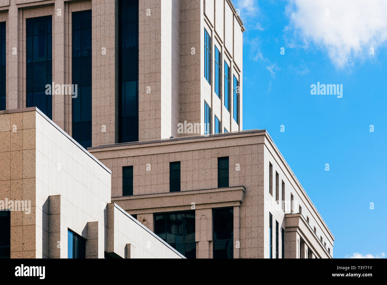 Old fashioned architecture details of building on sky background Stock ...