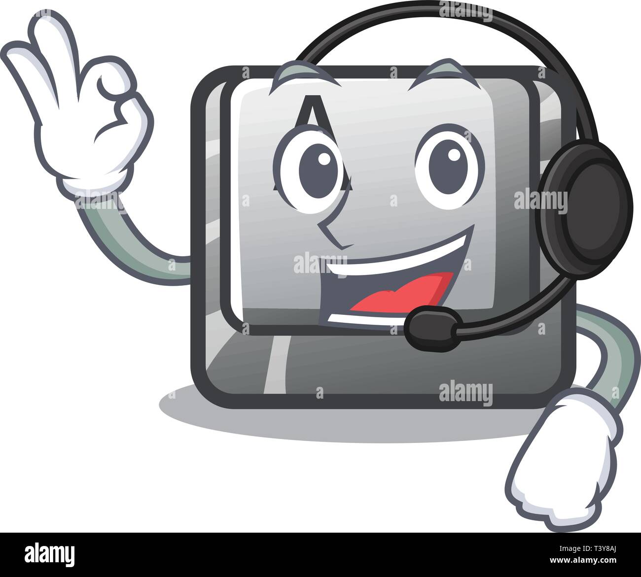 With headphone A button attached a cartoon keyboard Stock Vector Image ...