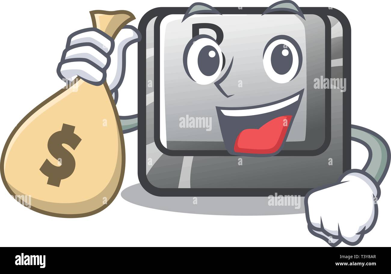 With money bag button B installed on cartoon computer Stock Vector ...