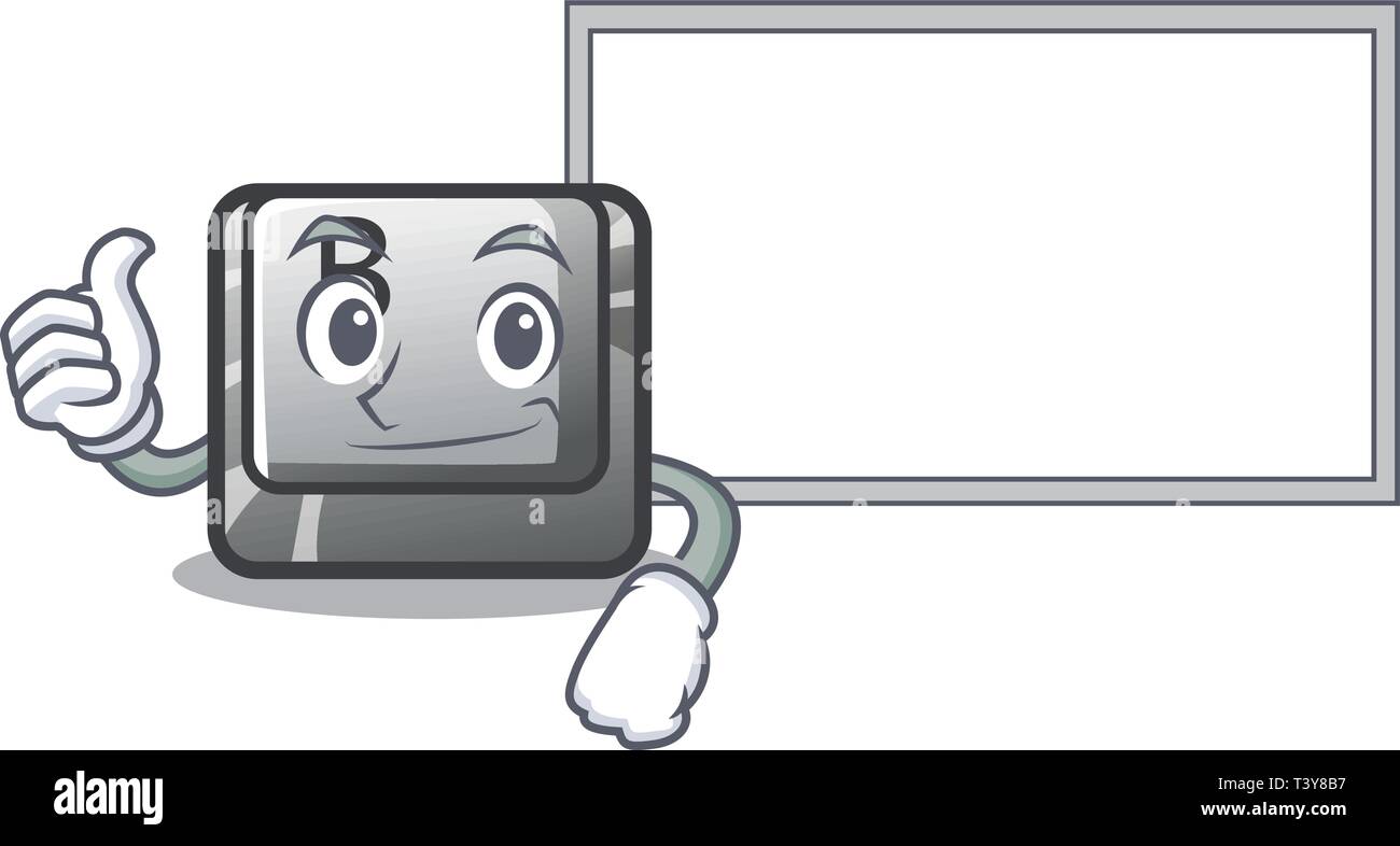 Thumbs up with board button B installed on cartoon computer Stock ...