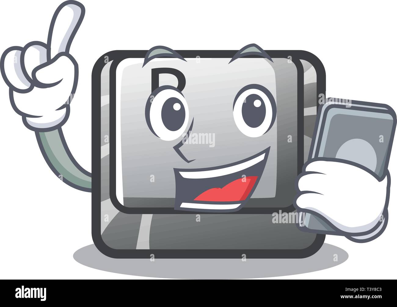 With phone button B installed on cartoon computer Stock Vector Image ...