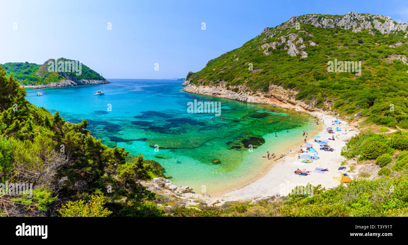 Blue lagoon of Porto Timoni beach, Corfu island, Greece Stock Photo - Alamy