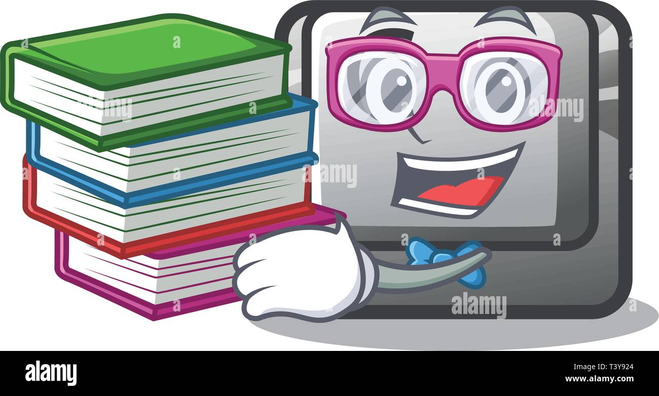 Student with book button C installed on cartoon computer Stock Vector ...