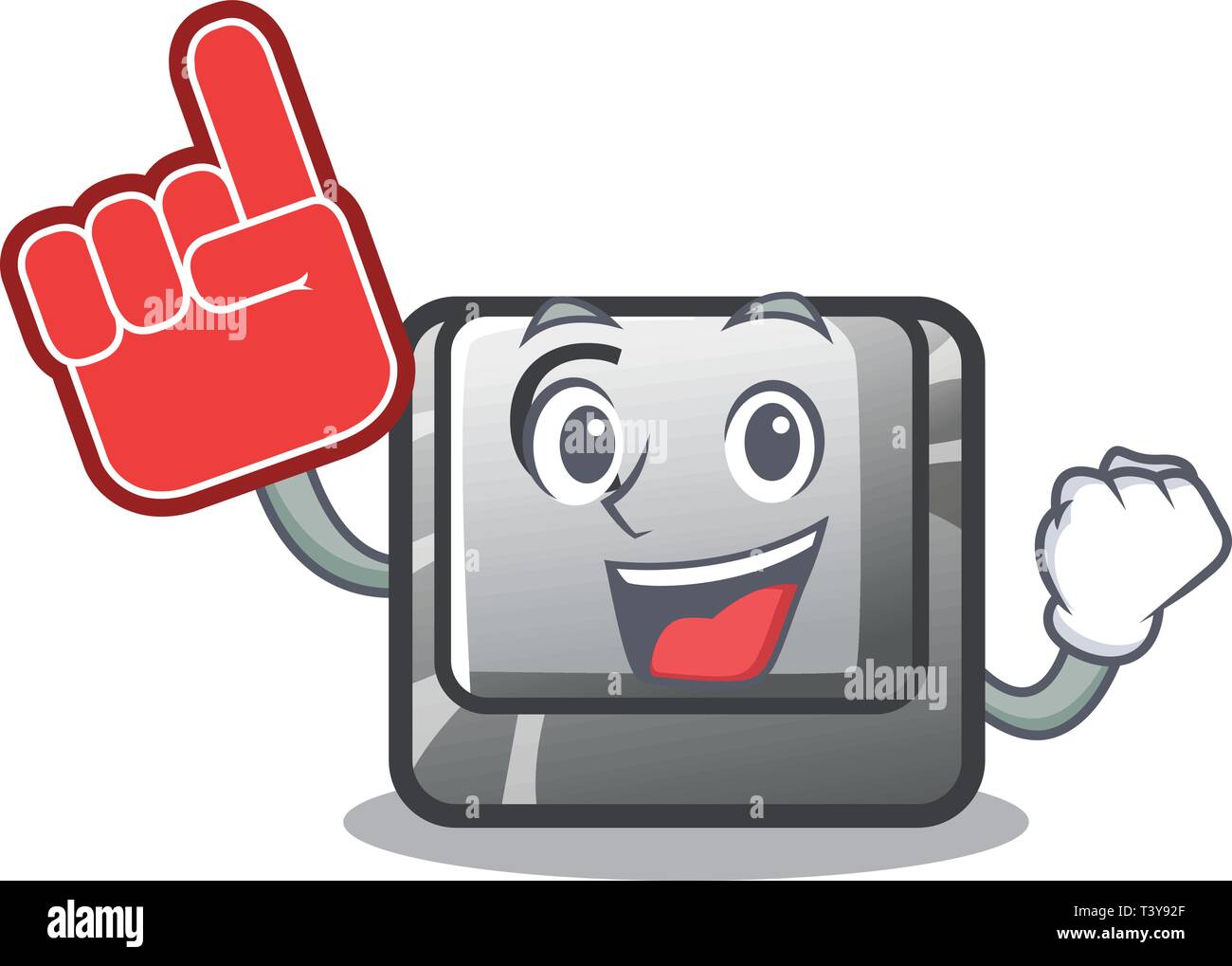 Foam finger button C installed on cartoon computer Stock Vector Image ...