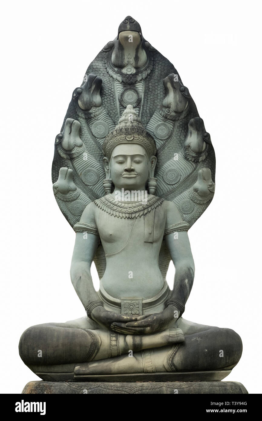 God carving statue stone sitting meditation,isolated on background ...