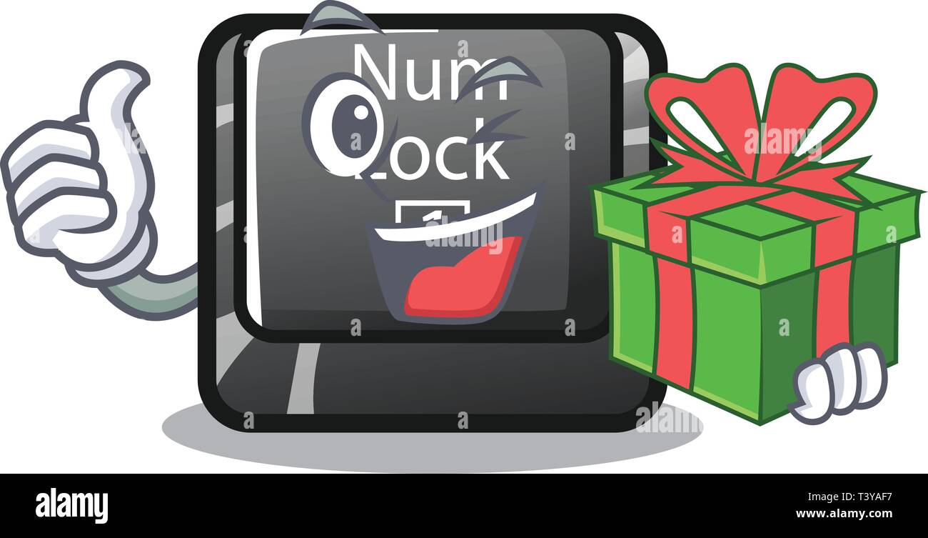 With gift num lock installed on cartoon computer Stock Vector Image ...