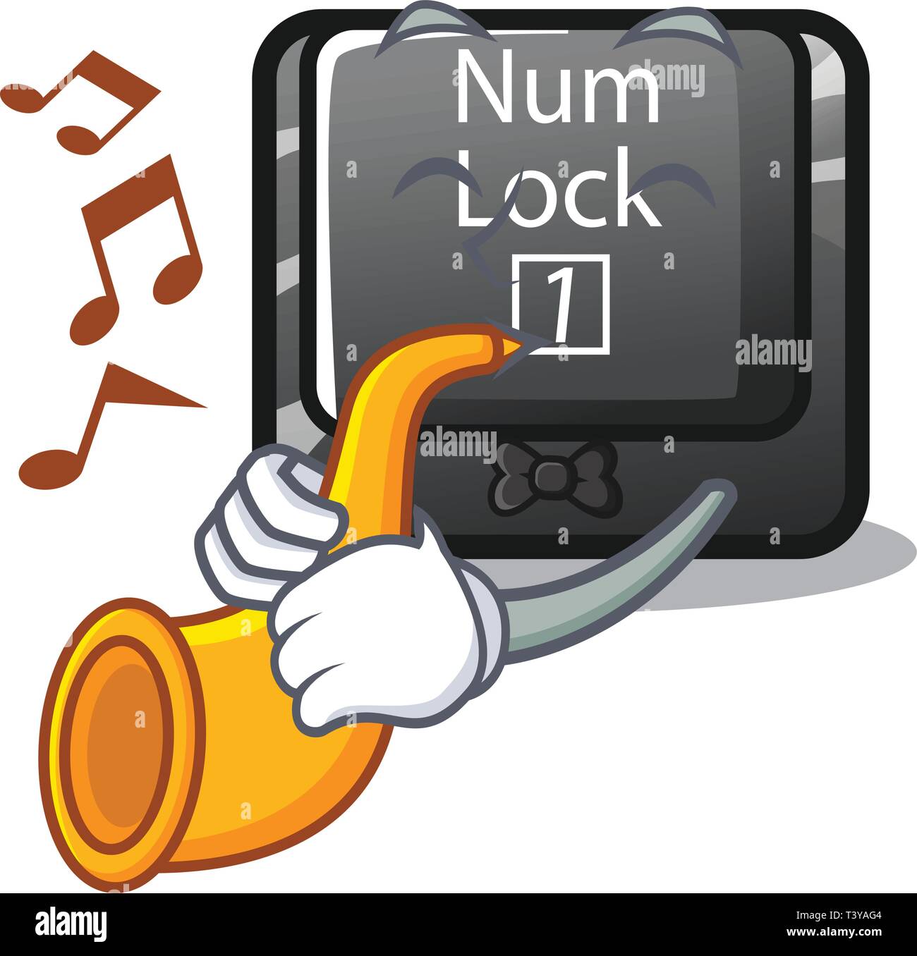 With trumpet num lock installed on cartoon computer Stock Vector Image ...