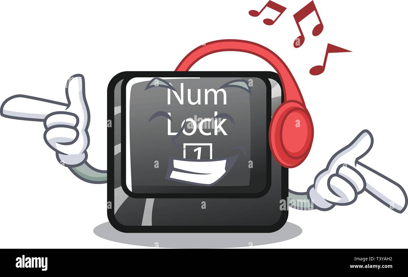 Listening music num lock installed on cartoon computer Stock Vector ...