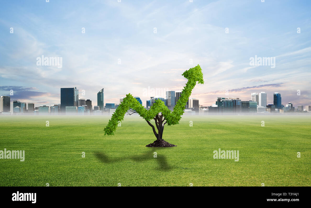 Green plant in shape of of grow up trend at field Stock Photo - Alamy