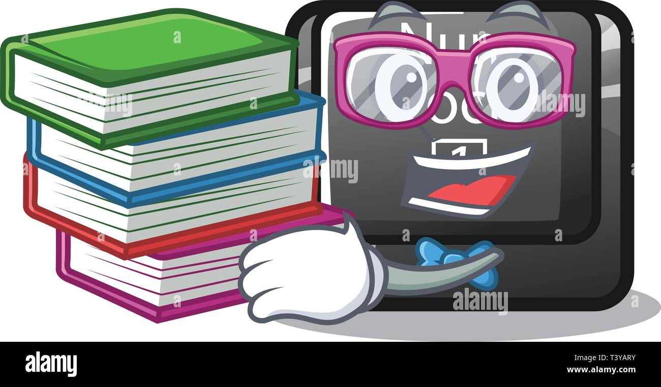 Student with book num lock on a keyboard mascot Stock Vector Image ...