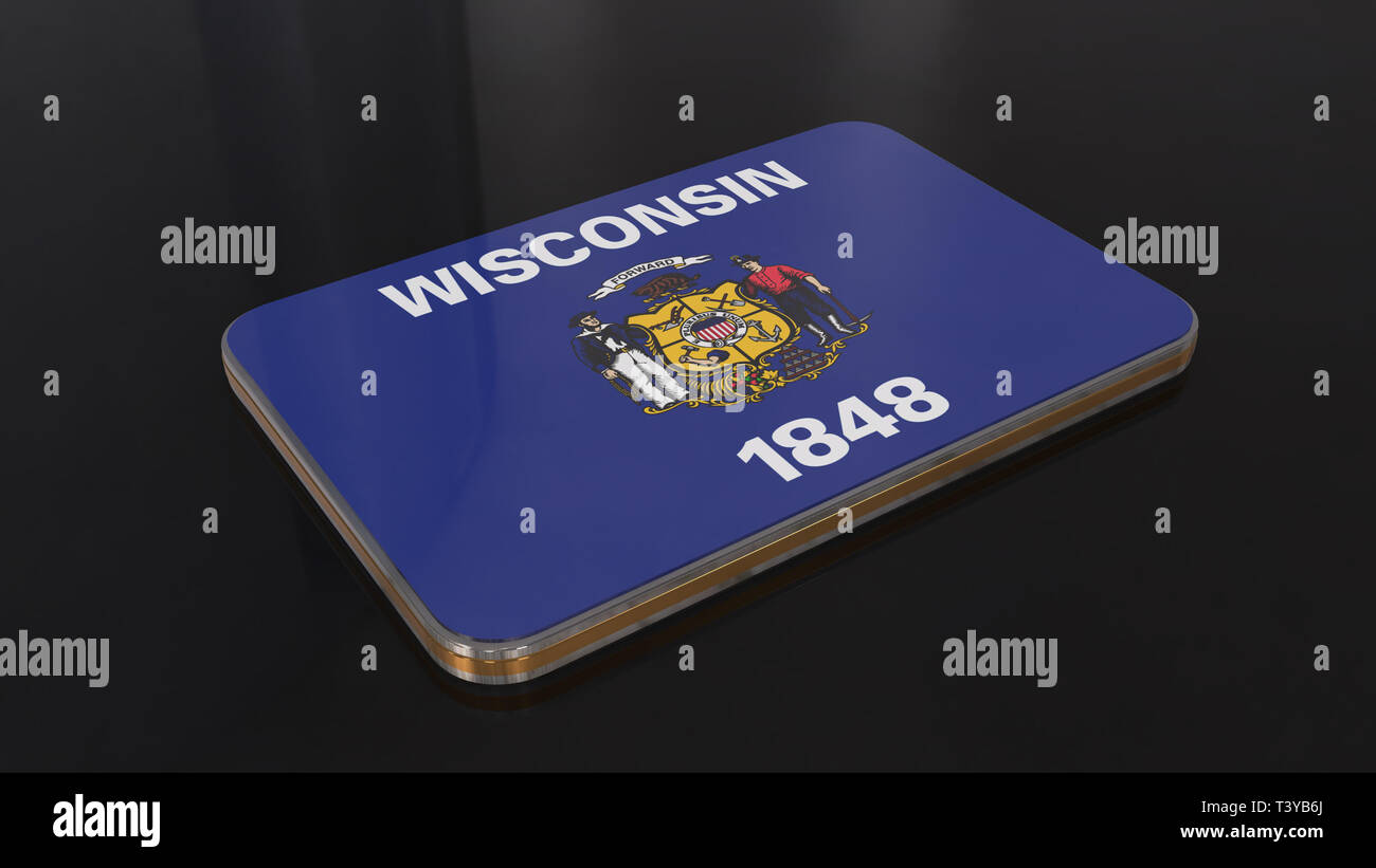 Wisconsin Flag button series of the Unites States Stock Photo - Alamy