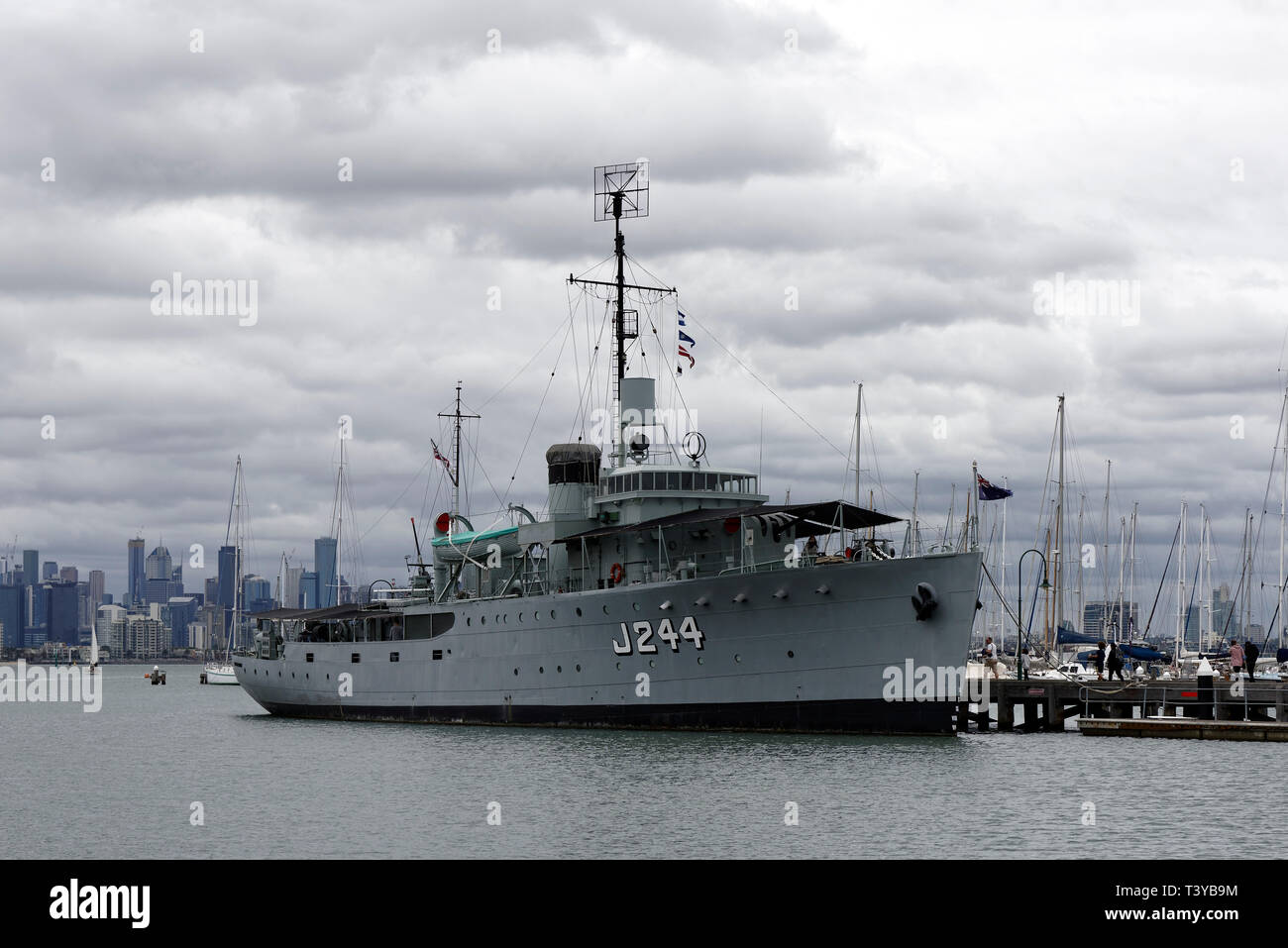 The HMAS Castlemaine, now a museum ship, permanently docked at the HM ...