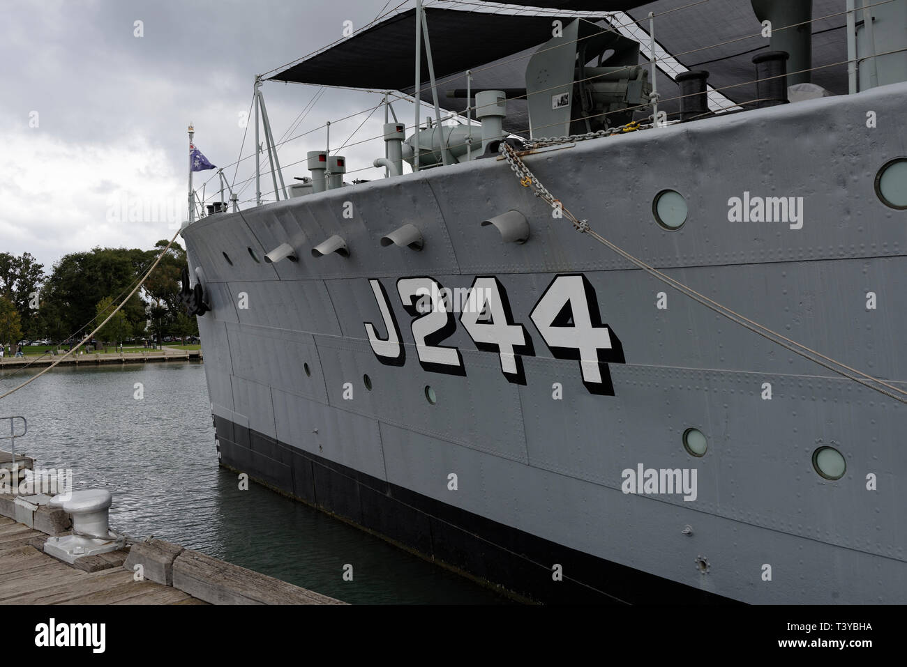 The HMAS Castlemaine, now a museum ship, permanently docked at the HM ...
