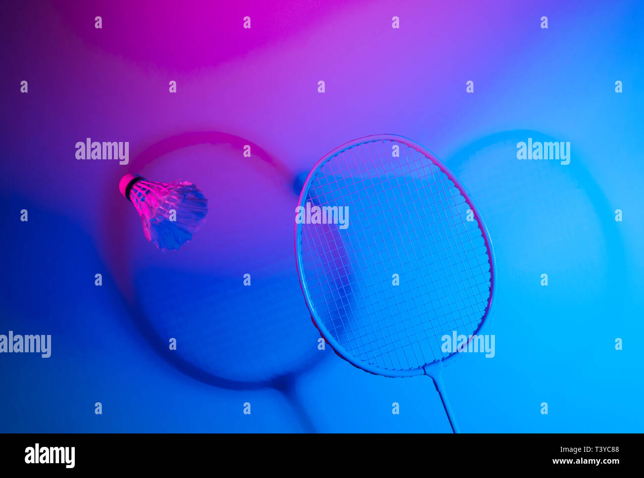 Badminton racket and shuttlecock in vibrant bold gradient holographic ...