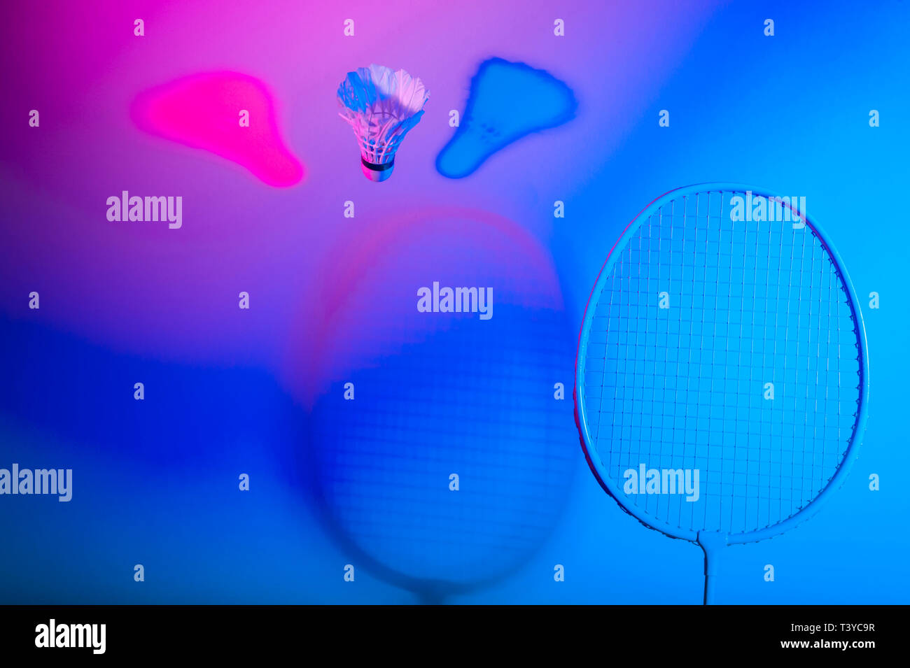 Badminton racket and shuttlecock in vibrant bold gradient holographic ...