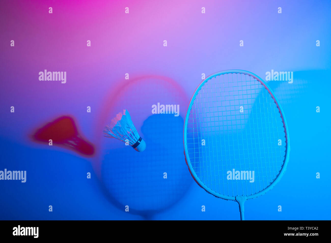 Badminton racket and shuttlecock in vibrant bold gradient holographic ...