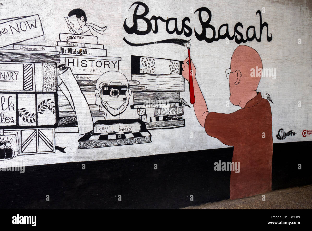 Mural on wall of building on North Bridge Rd Bras Basah depicting local ...