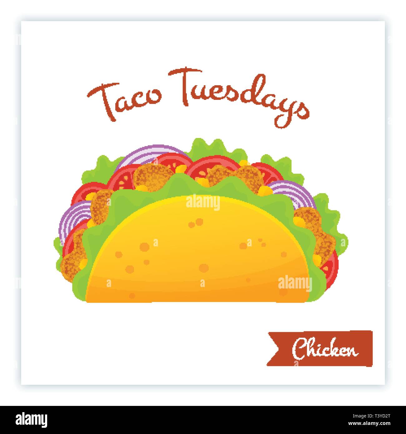 Traditional Mexican Tacos Food Banner Isolated Vector Illustration